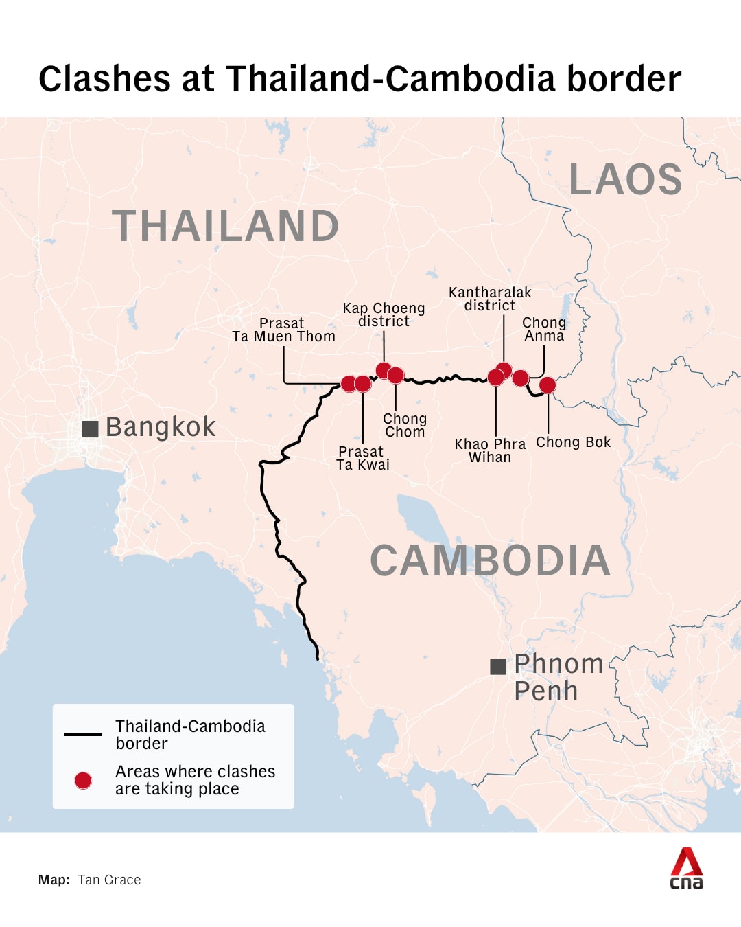 Thailand, Cambodia clash with jets and rockets in deadly border row - CNA